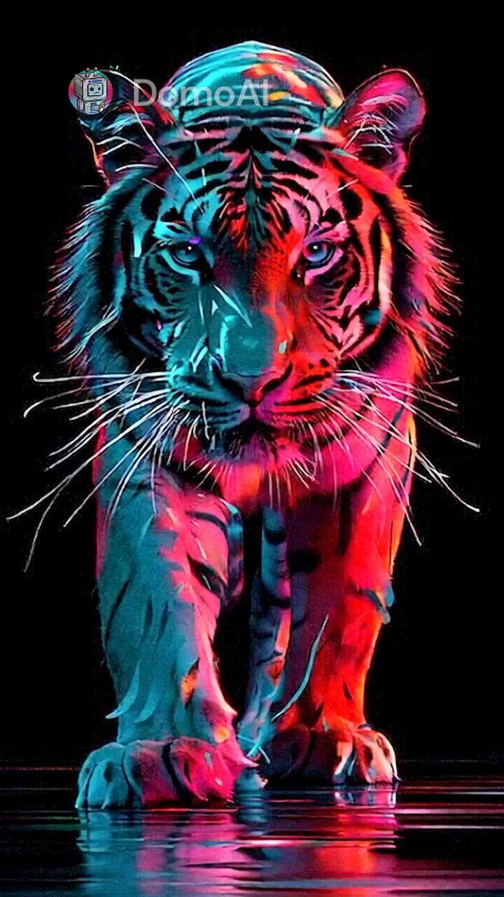 The tiger walking towards the camera and the surrounding moving as well ...